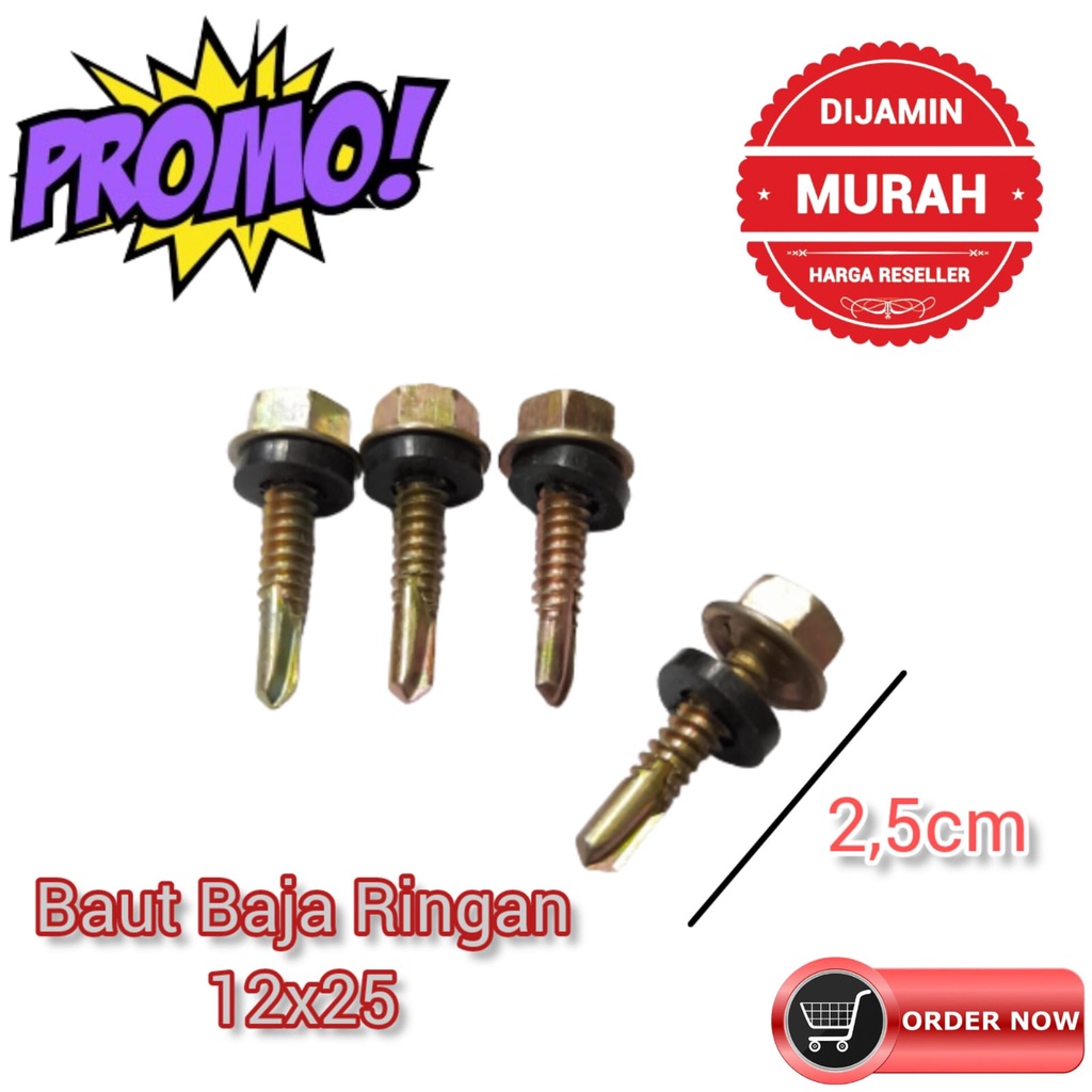 Jual Baut Roofing Kuning 12 x 25 12x25 2,5 cm Sekrup Skrup Baja Ringan ...
