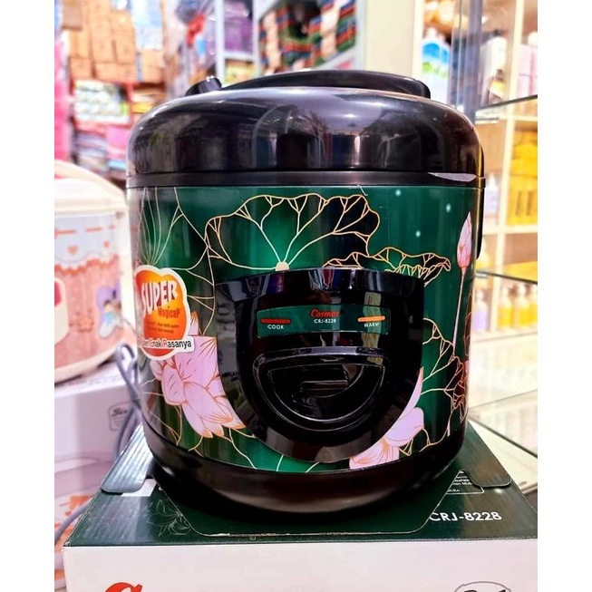 Jual Rice Cooker Cosmos CRJ-8228 Ukuran 2 Liter Black Motif Bunga Lotus ...