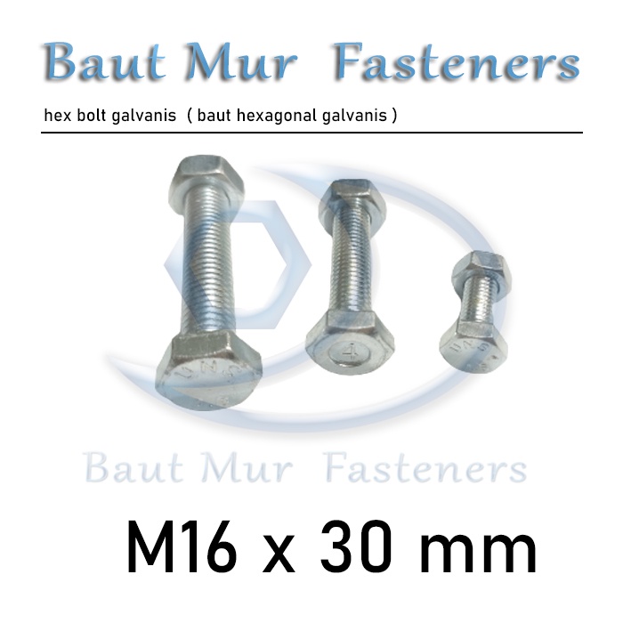 Jual Baut Mur M16 x 30MM / BMP M16 x 30MM Galvanis / BMP M16 x 30MM | Shopee Indonesia