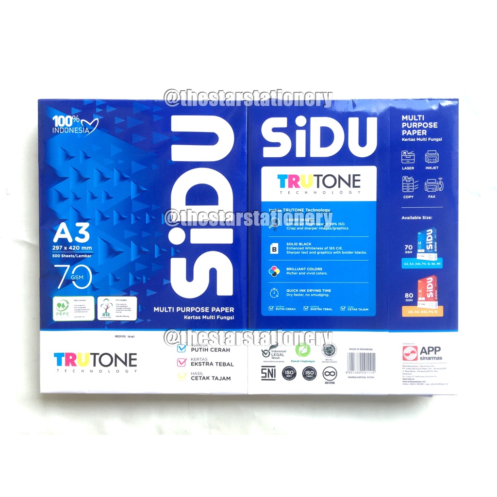 Jual Kertas HVS Sidu A3 70 Gram ( 1 Pack ) | Shopee Indonesia