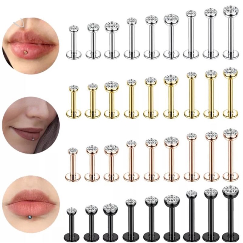 Jual 1PCS Anting Screw Piercing Earring Lobe Labret Helix Tragus Stainless Steel Batang 6/8/10mm ...