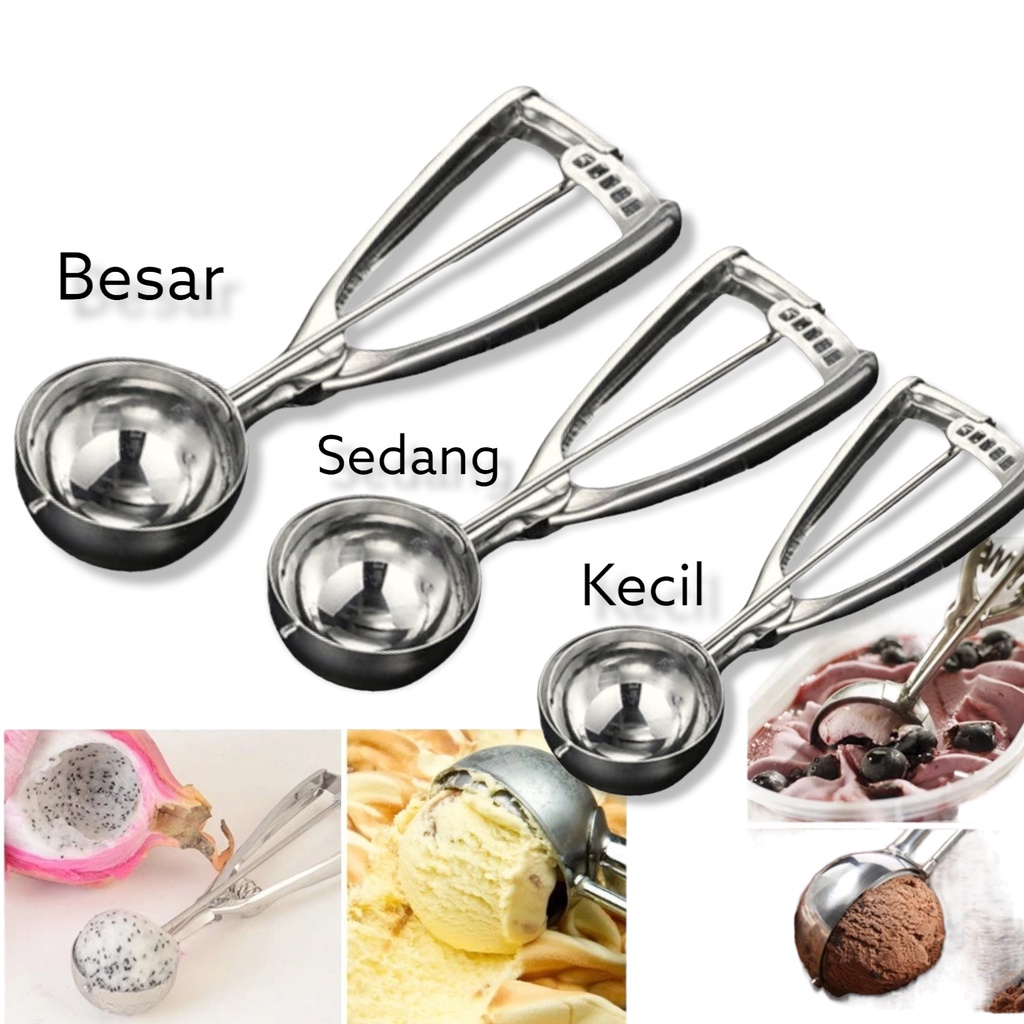 Jual Sendok Es Krim Stainless Ice Cream Scoop Spoon Premium Sekop - Besar Sedang Kecil | Shopee ...
