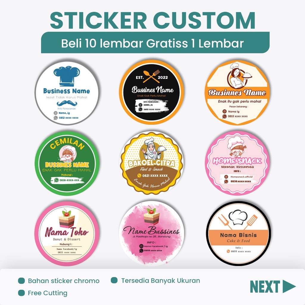 Jual Cetak Sticker Custom - Stiker Chromo lebel Produk Makanan ...