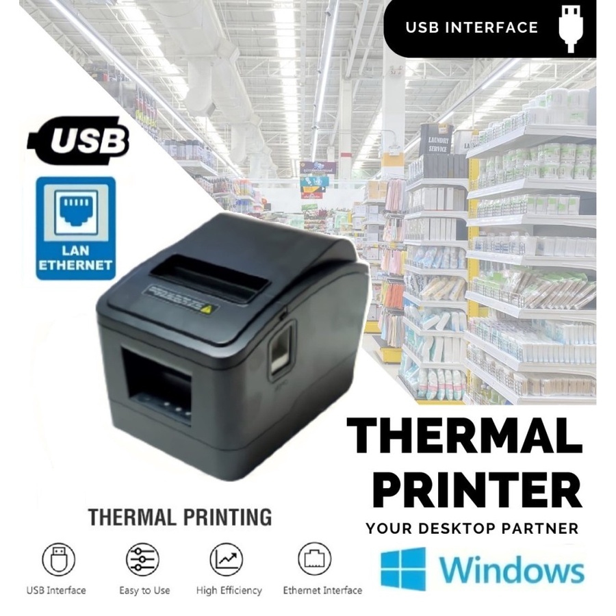 Jual Printer Mini Thermal AutoCutter POS USB + ETHERNET RJ45 Port 80 mm ...