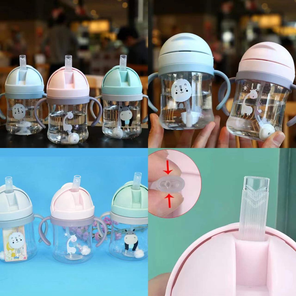 Jual BOTOL MINUM ANAK DENGAN SEDOTAN DAN GAGANG UK 250ml BPA FREE FOOD GRADE | Shopee Indonesia