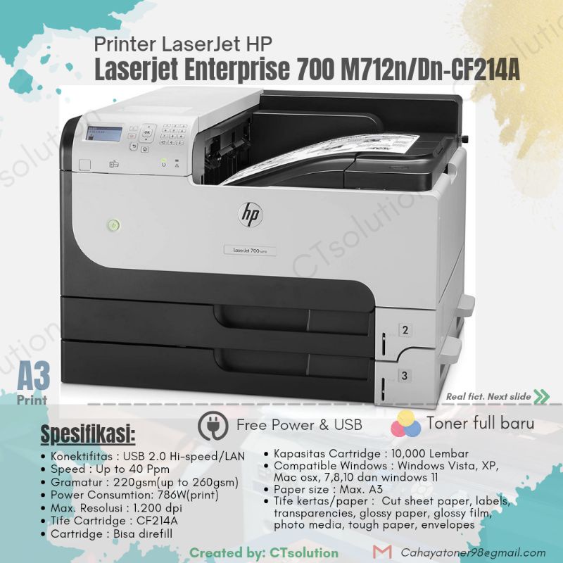 Jual Printer A3 HP LaserJet Enterprise 700 M712N/Dn | Shopee Indonesia