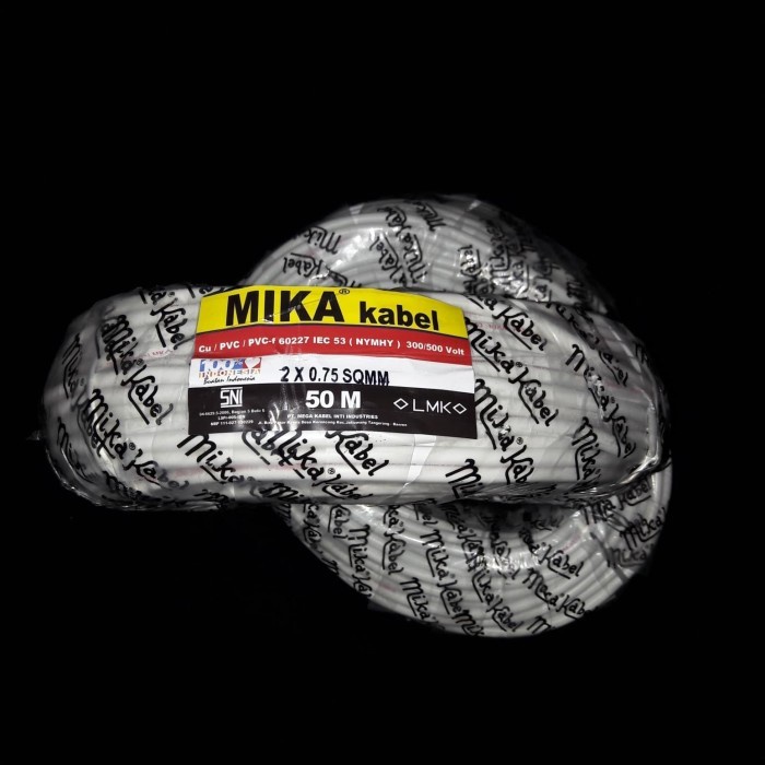 Jual KABEL LISTRIK NYMHY NYYHY MIKA 2X0,75MM 2 X 0.75 MM SERABUT SNI HARGA PER ROLL 50METER ...