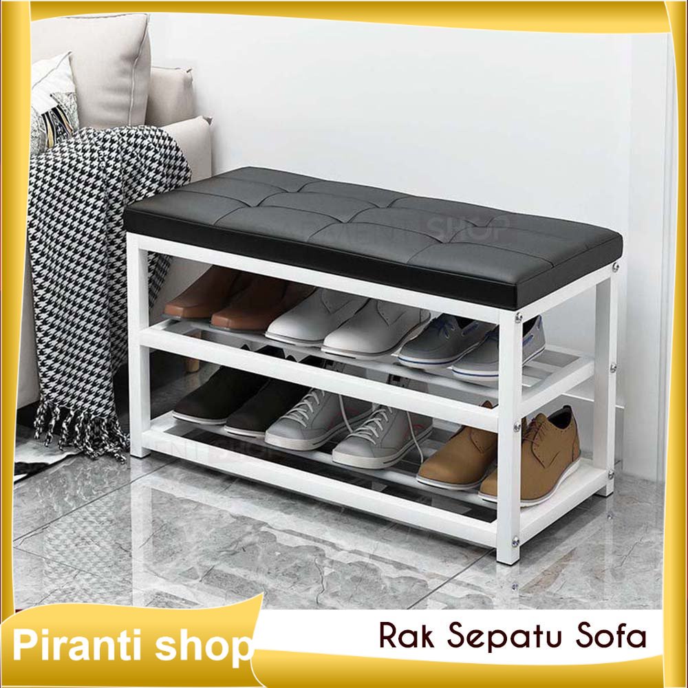 Jual Rak Sepatu Duduk Sofa Besi Tempat Pakai Sandal Ruang Tamu Kokoh ...
