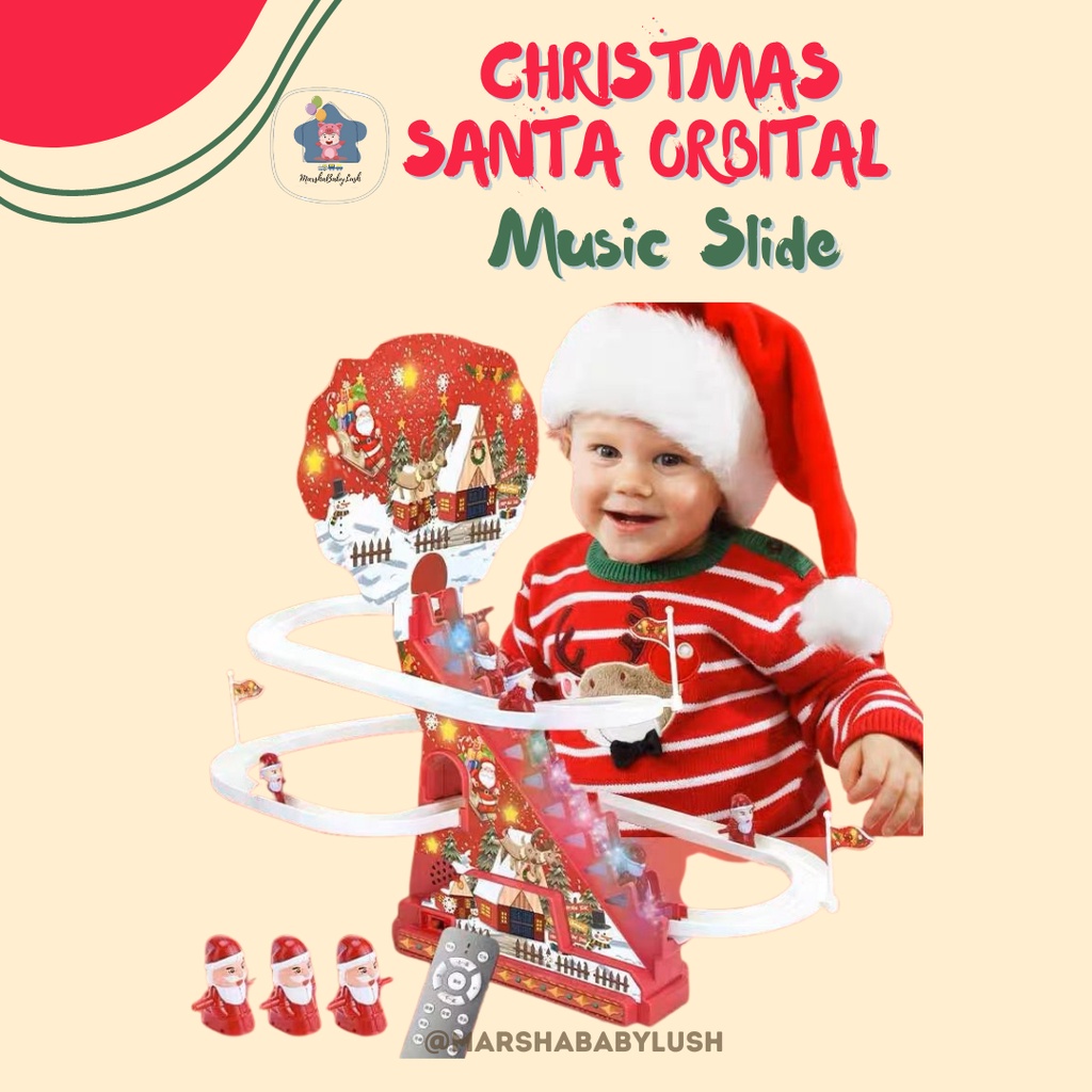 Jual (ADA MUSIK) CHRISTMAS GIFT ORBITAL SANTA CLAUS SLIDE / MAINAN ...