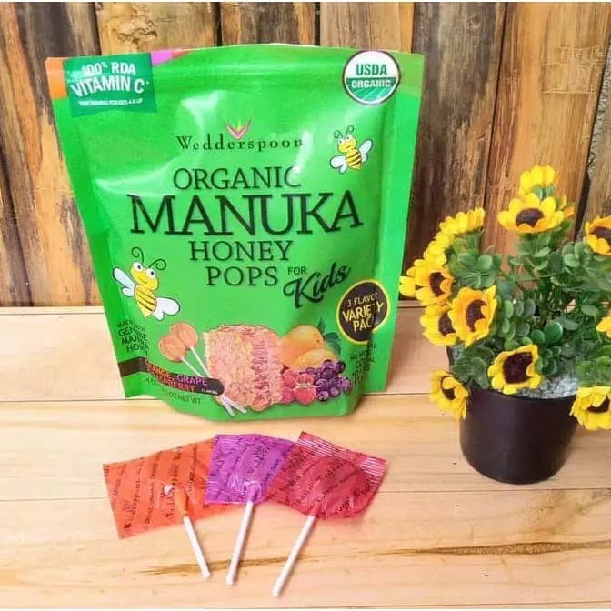 Jual Manuka honey pops for kids / permen madu manuka oren, grape ...