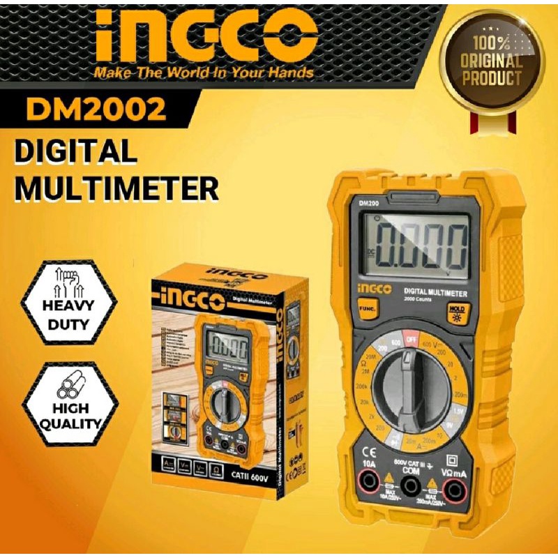 Jual Ingco Multimeter Digital 10A DM2002 || Alat Cek Multimeter ...