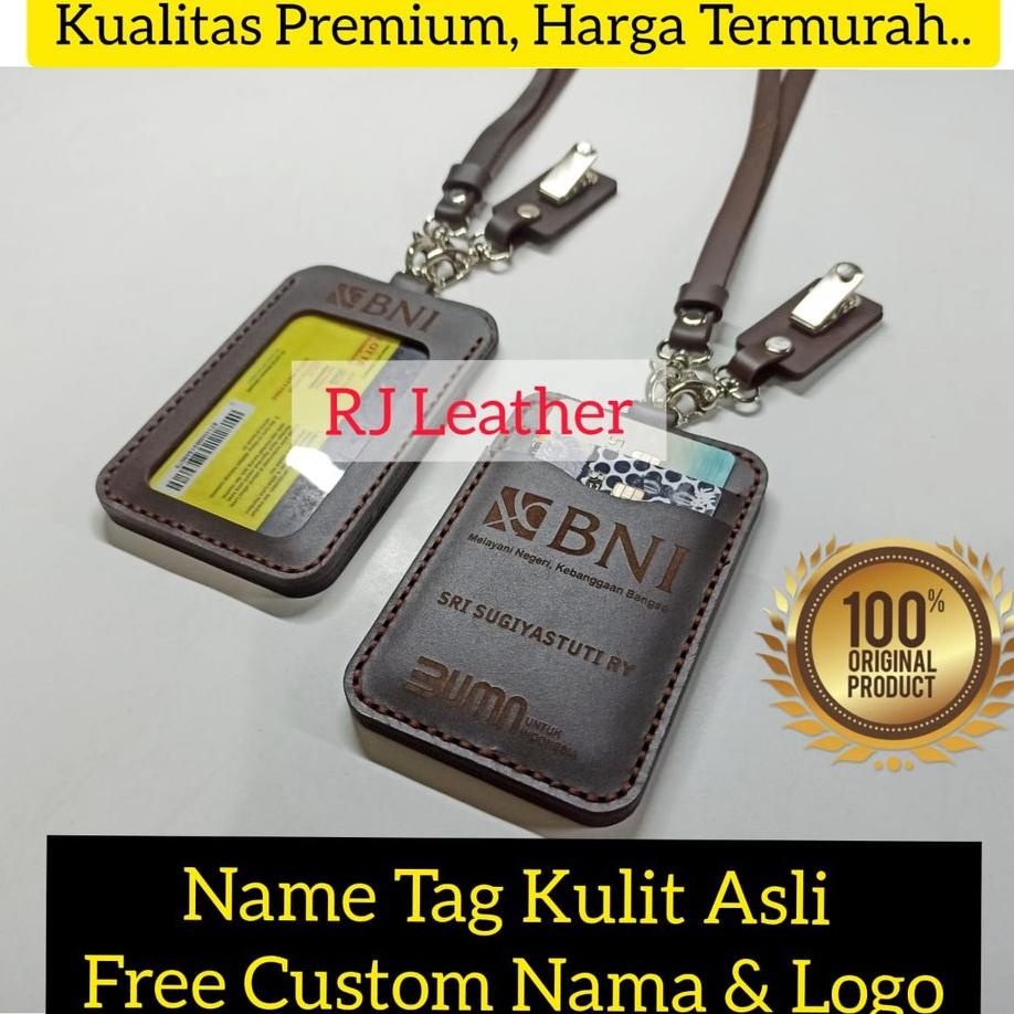 Jual ID CARD HOLDER KULIT ASLI CUSTOM LOGO DAN NAMA, NAME TAG KULIT ...
