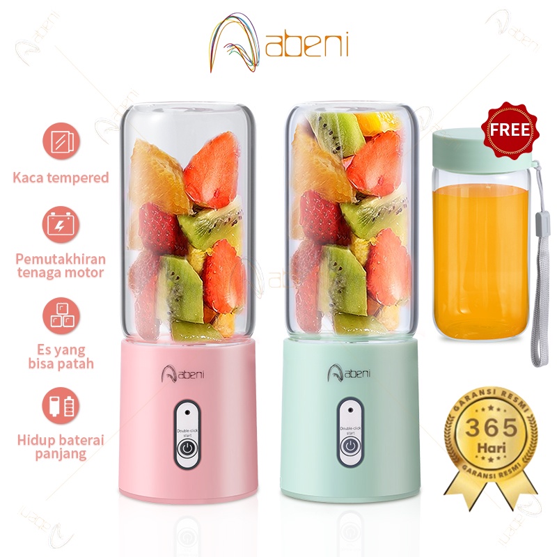 Jual Abeni Blender Portable 400ml USB Blender Jus Buah mini Multifungsi 6 Mata Pisau Kaca Gelas ...