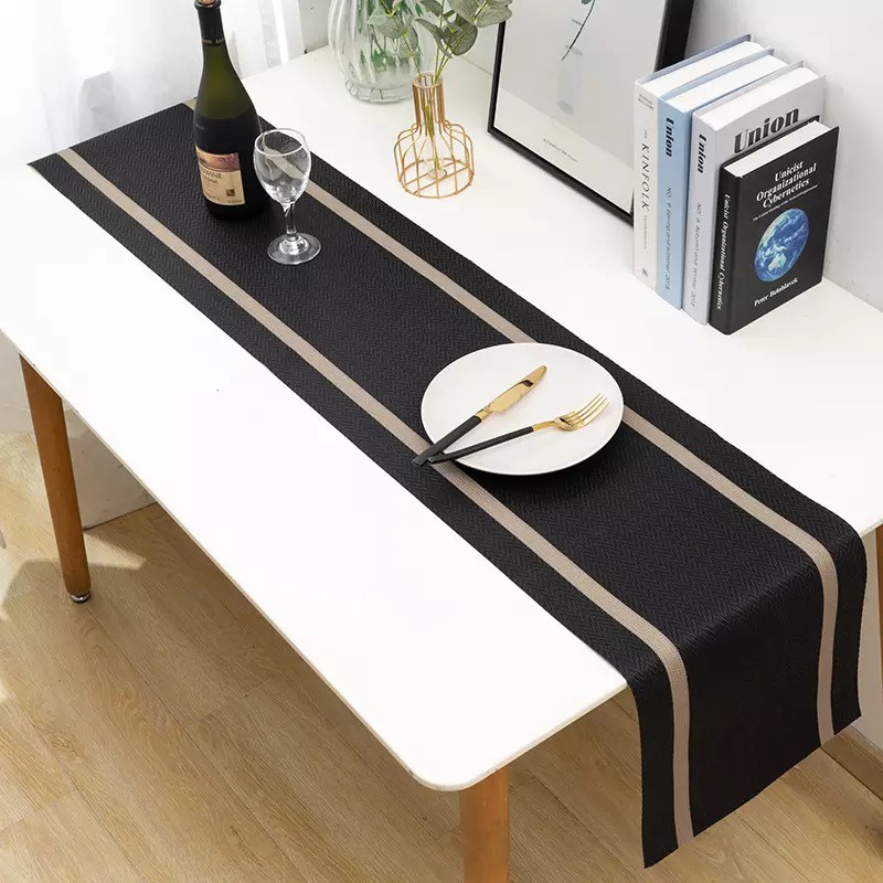 Jual Taplak Meja Panjang / Table Runner Dekorasi Meja Simple PVC Hitam ...