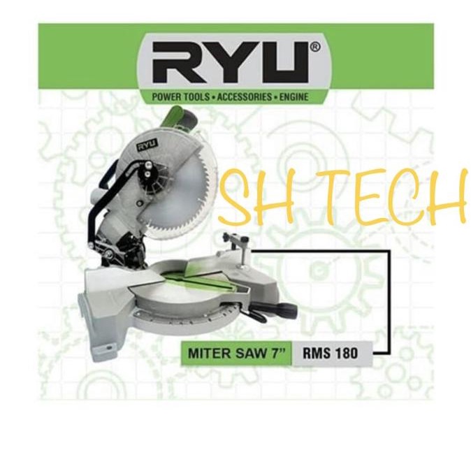 Jual MITER SAW RYU RMS 180 RMS180 MITRE SAW 7 INCH MESIN POTONG ...