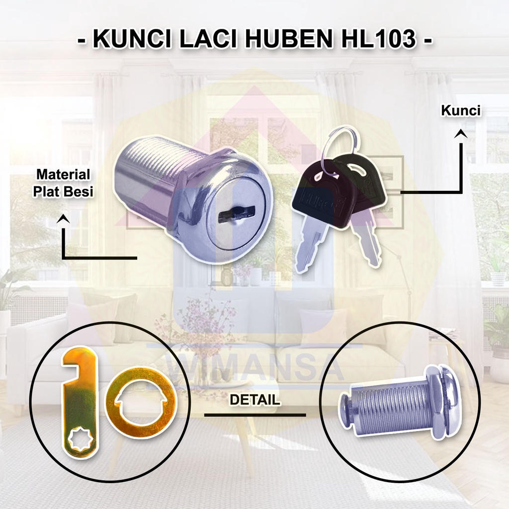 Jual KUNCI LACI HUBEN HL-103 - KUNCI LEMARI | Shopee Indonesia