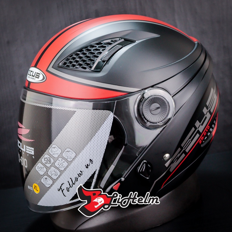 Jual HELM ZEUS ZS 610 BLACK DOFF 0017 RED | HALF FACE HELMET | Shopee ...