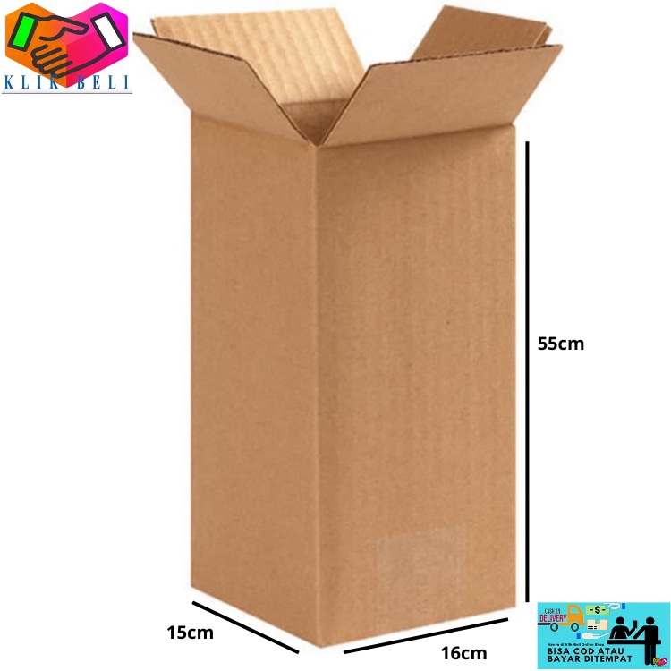 Jual Kardus Box Polos Persegi Panjang Ukuran 15x15x55 cm | Shopee Indonesia