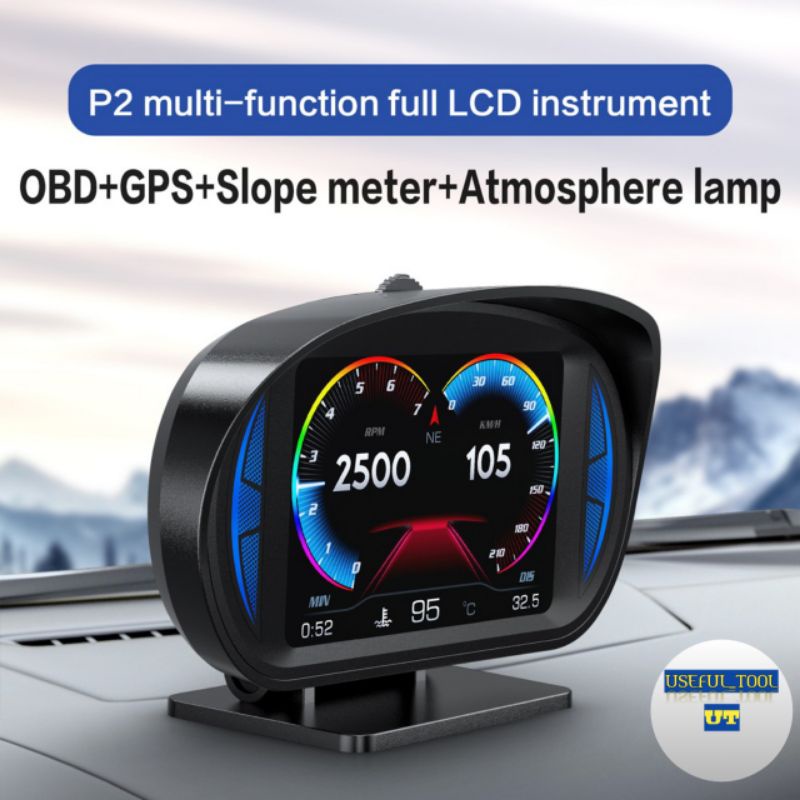 Jual P2 Hud OBD2 Alarm Speed+Gps+Slope Meter + Atsmosphere Lamp Hud ...