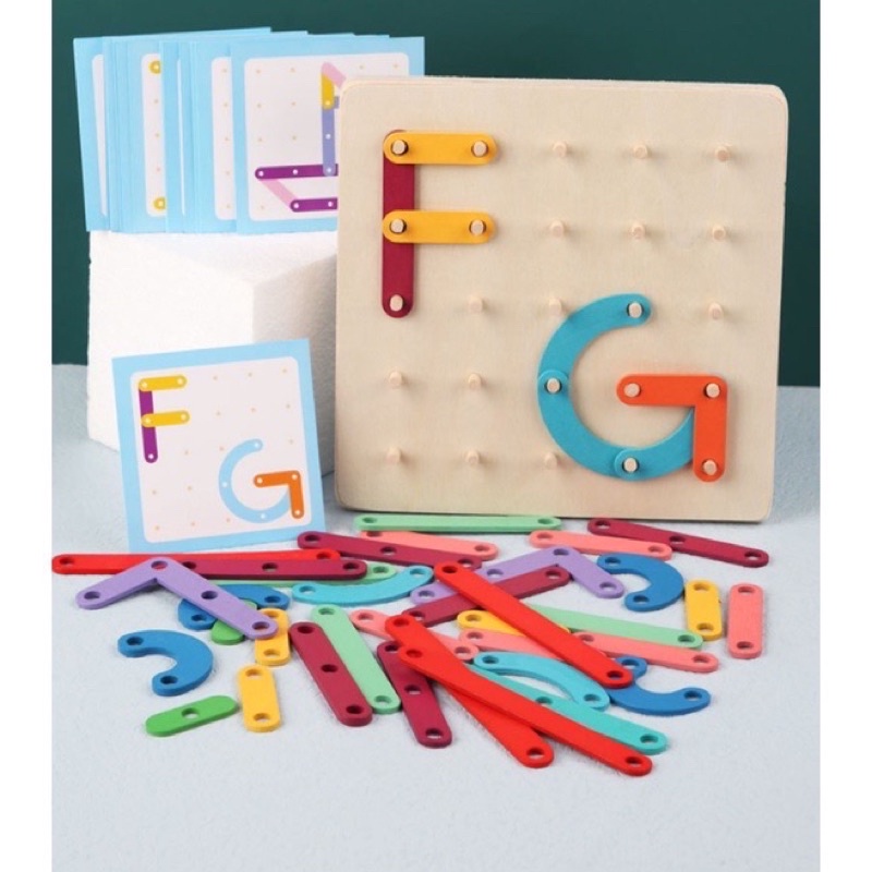 Jual Nail board/mainan montessori/mainan edukatif/puzzle alphabet ...