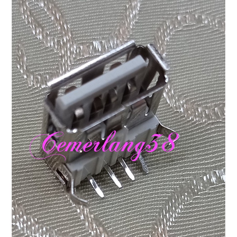 Jual Socket Konektor Soket USB 2.0 Type A Female 4Pin PCB Mount Tekuk ...
