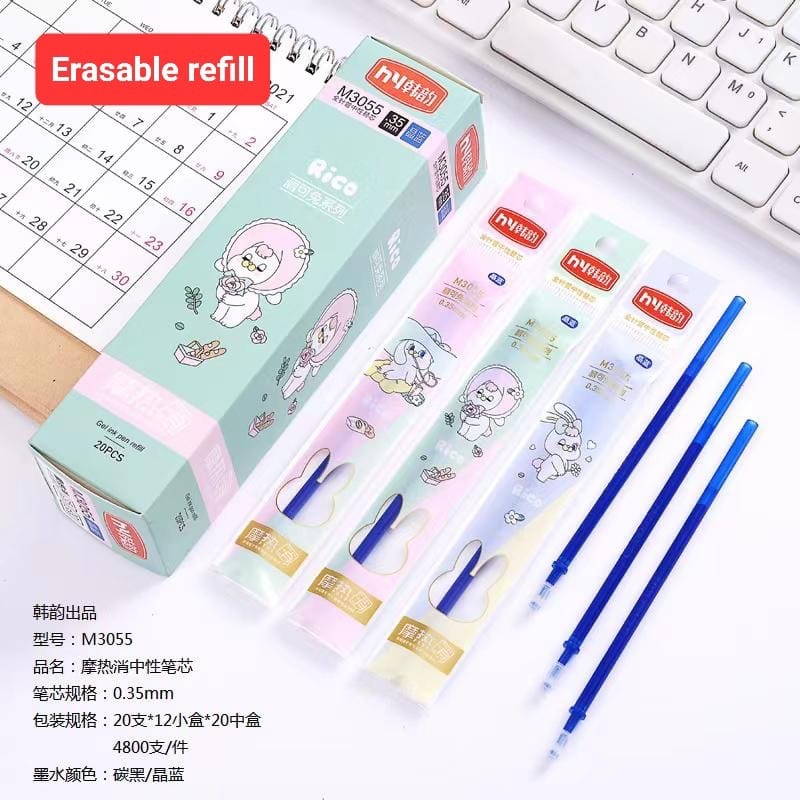 Jual SATU PACK ( 20 PCS ) REFILL HITAM ERASABLE PEN Isi Ulang Pulpen ...