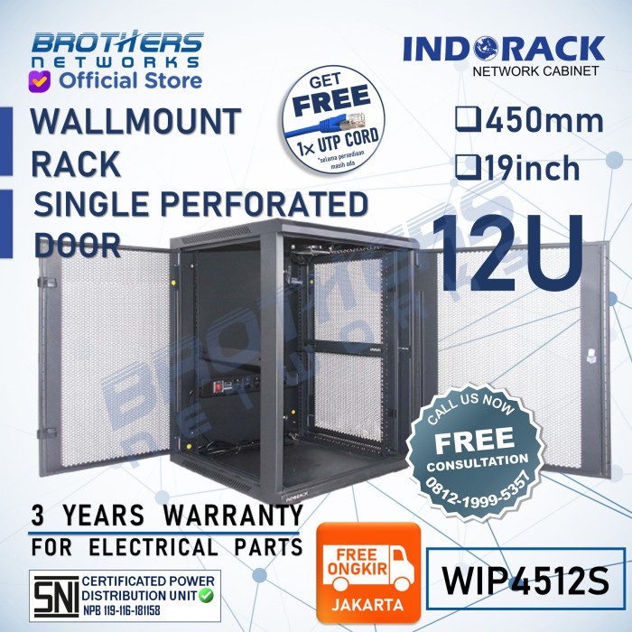 Jual Mdo Wallmount Indorack Wip4512S 12U 450Mm - Perforated Wall Rack ...
