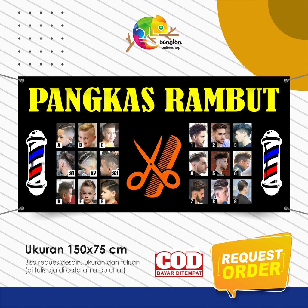 Jual Spanduk, Banner Pangkas Rambut, Model Rambut Bisa Custom Nama ...