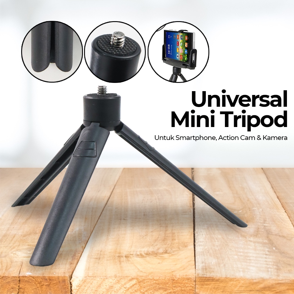 Jual Universal Mini Tripod Stand - OMTD3ZBK Black | Shopee Indonesia