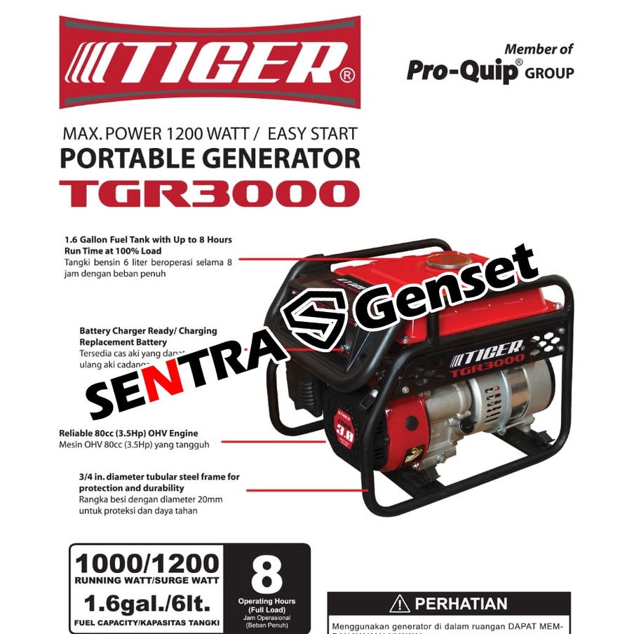 Jual Genset 1000 -1200 watt Tiger TGR 3000 | Shopee Indonesia
