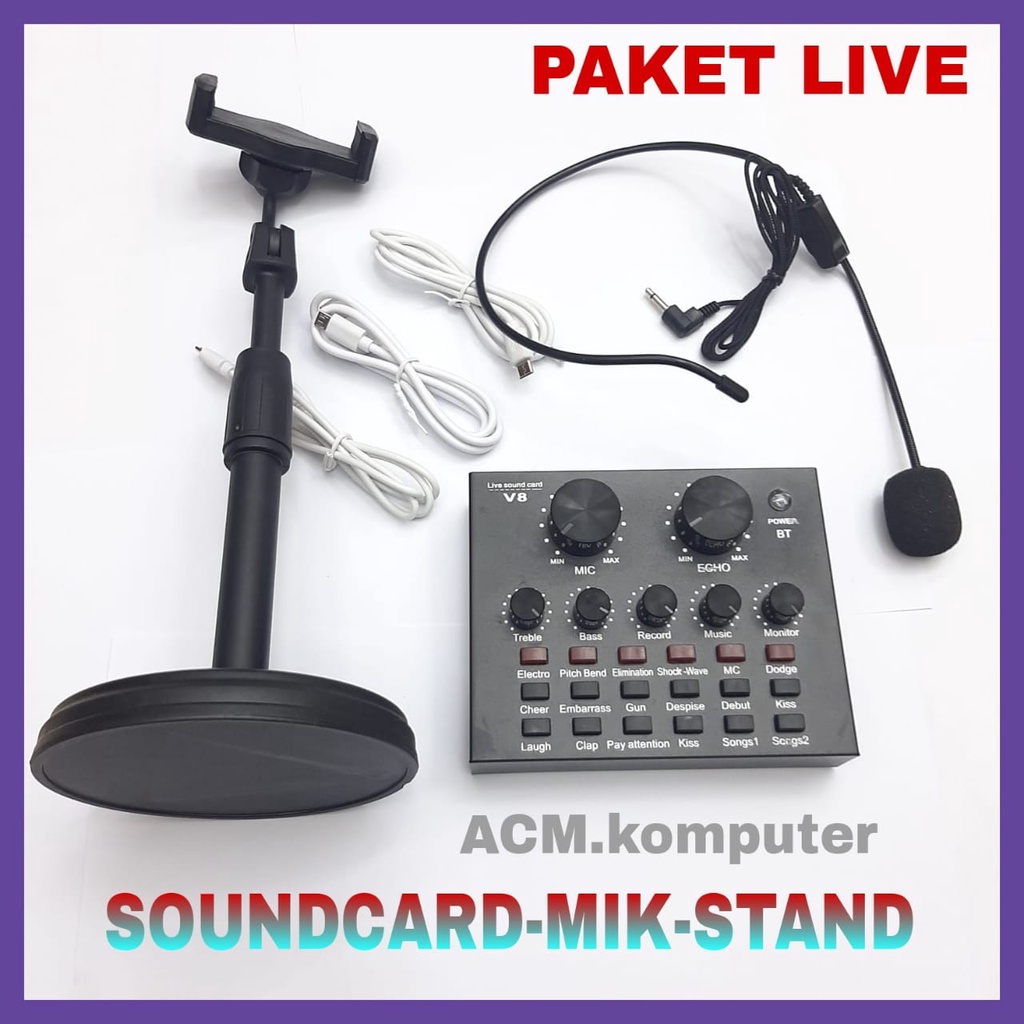 Jual Alat live Soundcard Broadcast Microphone v8 karaoke | Shopee Indonesia