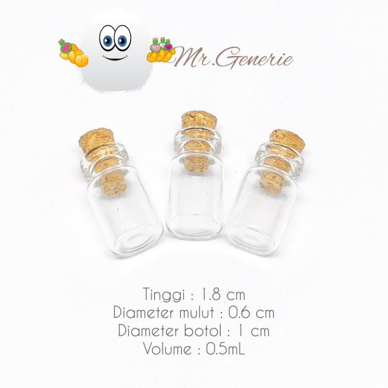 Jual MrGenerie 0,5ml Mini Glass Bottle / 1pcs Botol Kaca Mini 0.5mL ...