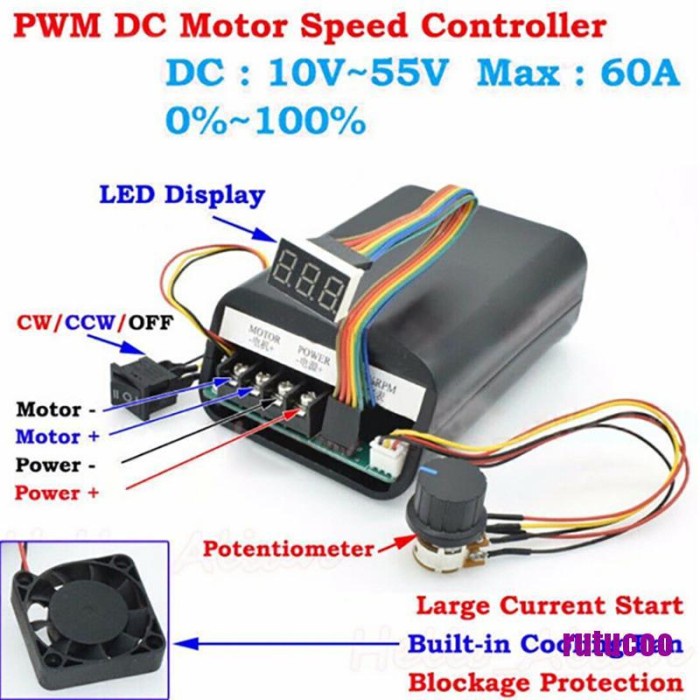 Jual Pwm Motor Speed Controller Dc With Display Max 60A 12V 24V | Shopee Indonesia