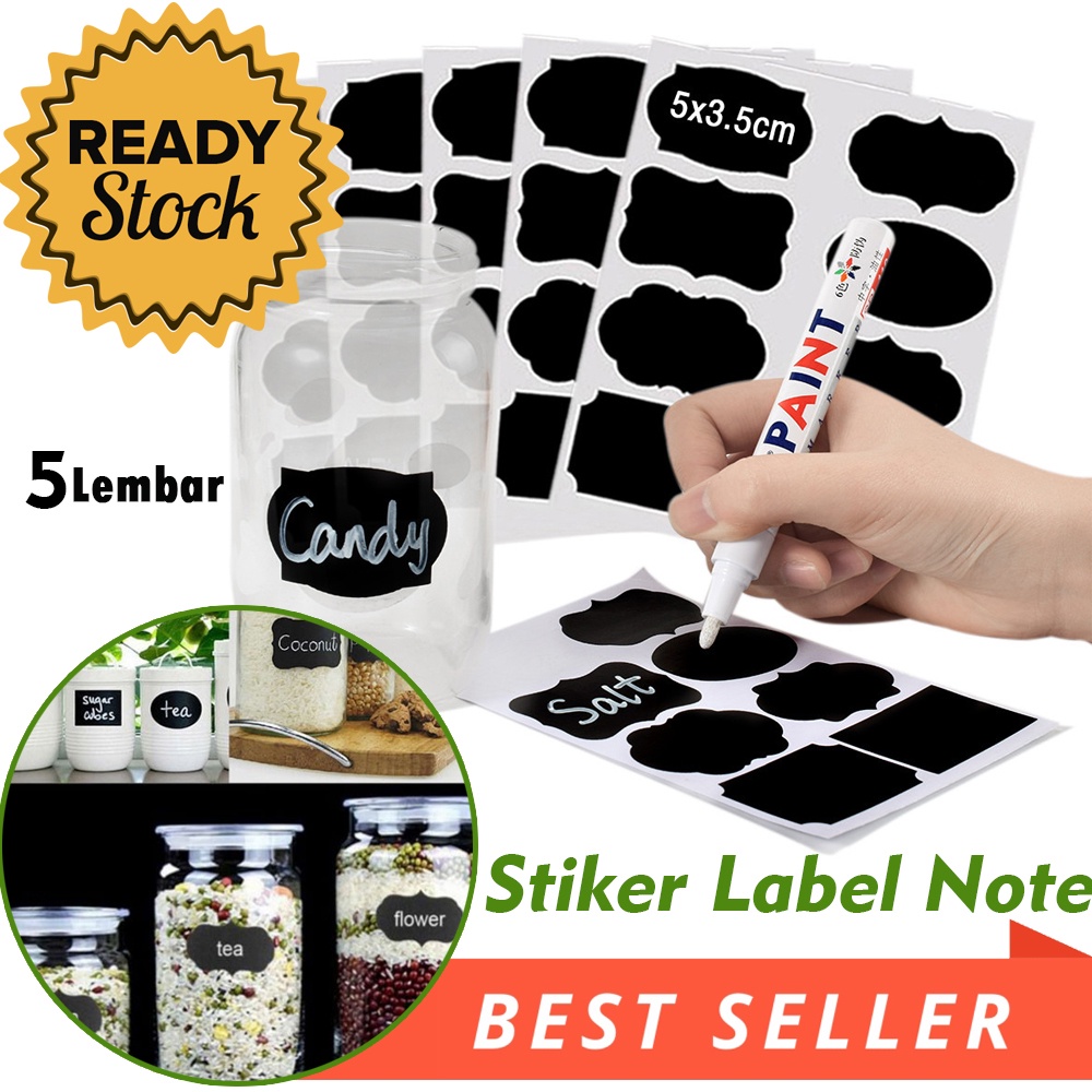 Jual 50 Pc Stiker Label Hitam Free Spidol Multifungsi PVC Waterproof ...