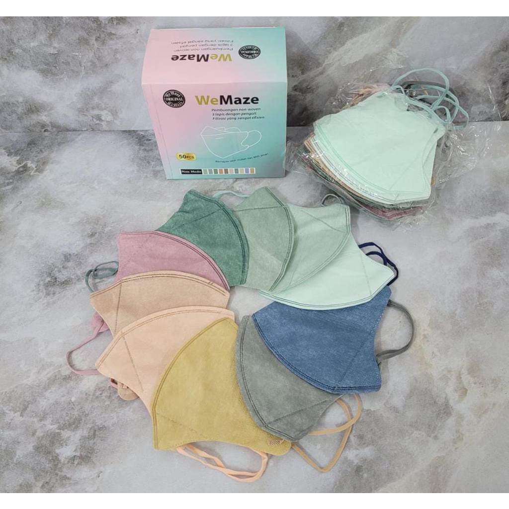 Jual Masker Duckbill 3D Garis 3 ply WE MASK WE MAZE Mix Warna Hitam ...