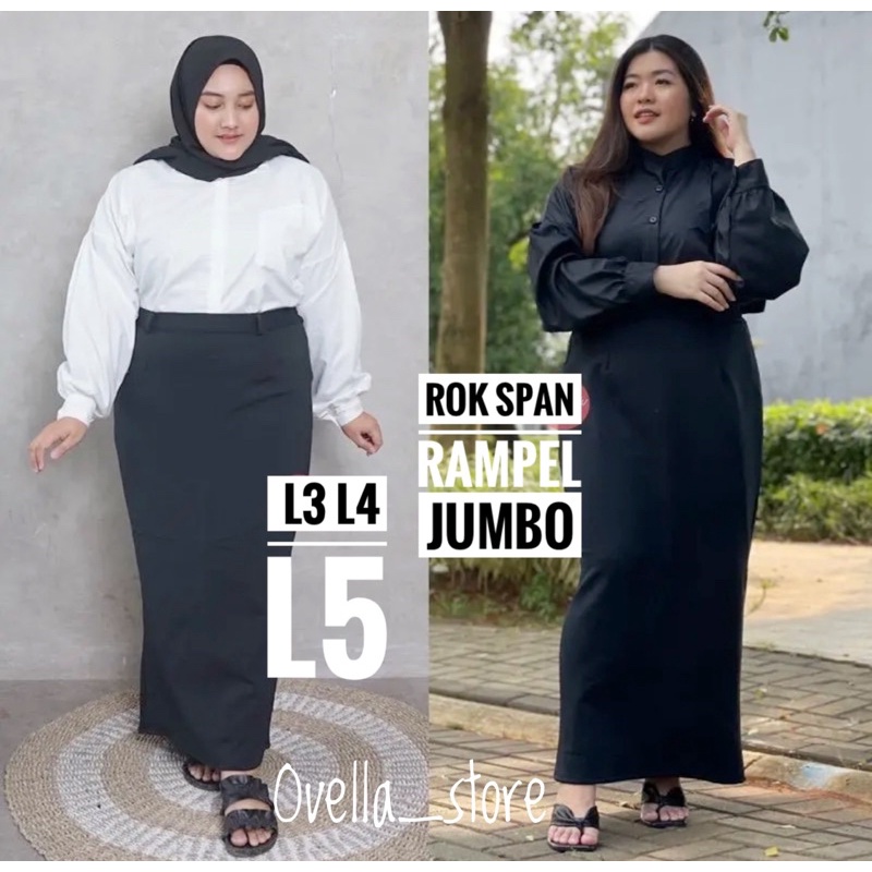 Jual ROK SPAN KERJA WANITA/ROK SPAN RAMPEL JUMBO SIZE L3-L5 | Shopee ...