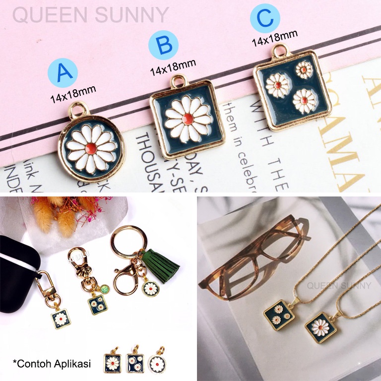 Jual Charm Enamel Vintage Bunga Daisy Krisan Putih Pendant Bandul ...