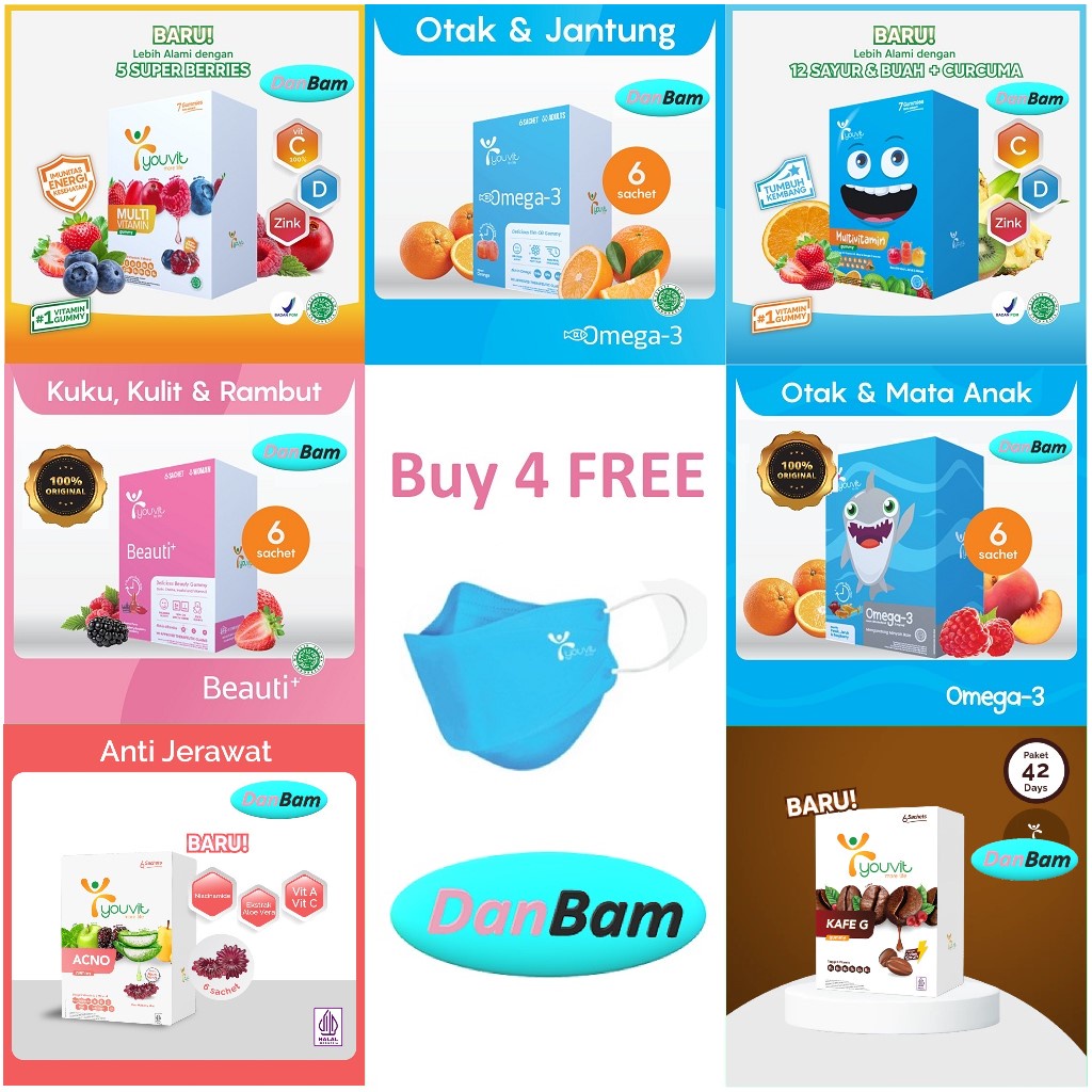 Jual Youvit Box Isi 6 Bungkus 42 Gummy Dewasa, Anak, Beauti, dan Omega ...