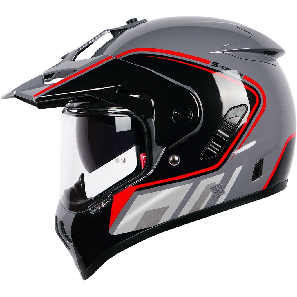 Jual NJS S-CROSS FURIOUS Stone Grey/Red - Helm Full Face | Shopee Indonesia