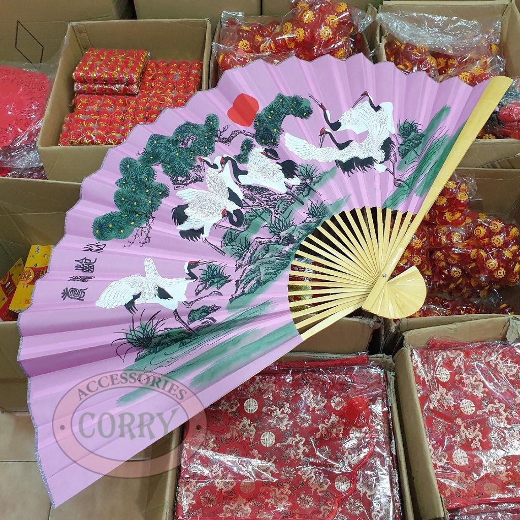 Jual Kipas Besar Pink Bangau Burung Dekorasi Ruangan 90 Cm Imlek Cina ...