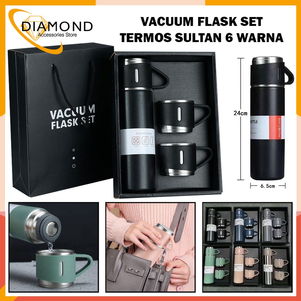 Jual TERMOS SULTAN VACUUM FLASK SET 500ML PANAS DINGIN / TERMOS CANGKIR ...