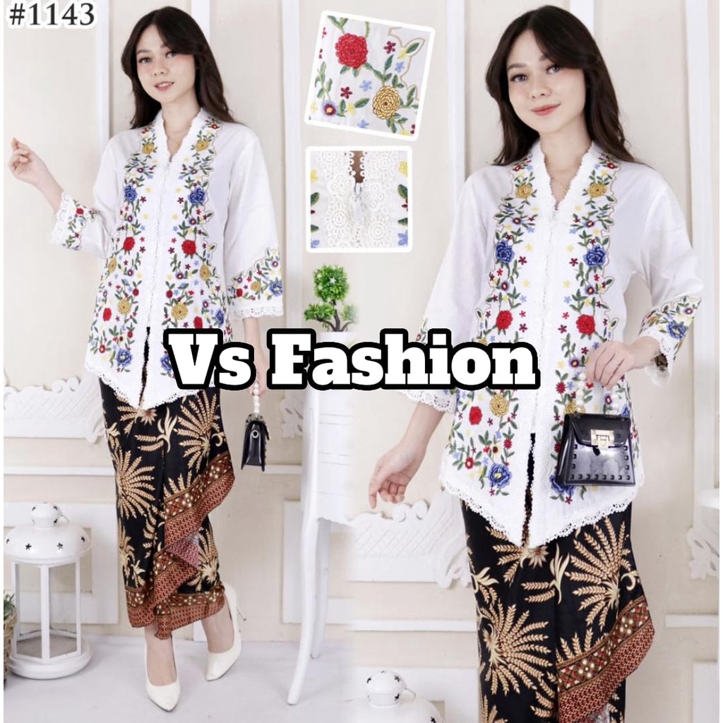 Jual 3013/0631 kebaya alexuez bordir putih tulang /kebaya encim premium ...