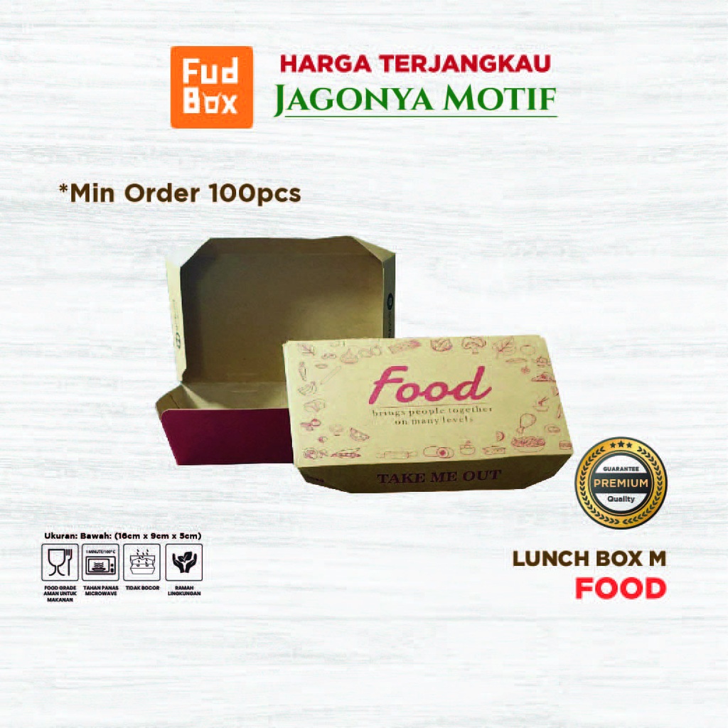 Jual Paper Lunch Box Medium Kraft Laminasi 50 pcs Motif | Dus Packaging ...