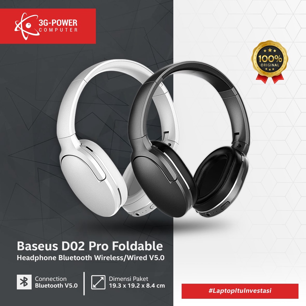 Jual Baseus D02 Pro Foldable Headphone Bluetooth Wired Wireless ...