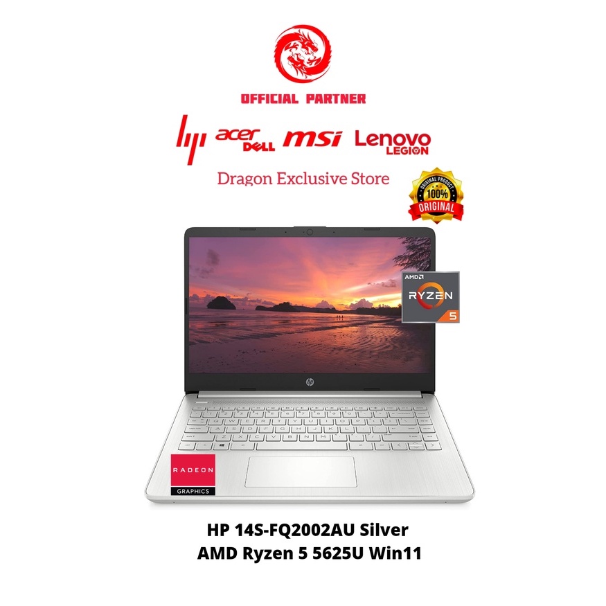 Jual HP 14S-FQ2002AU Silver AMD Ryzen 5 5625U Win11 (14" FHD IPS/UMA ...