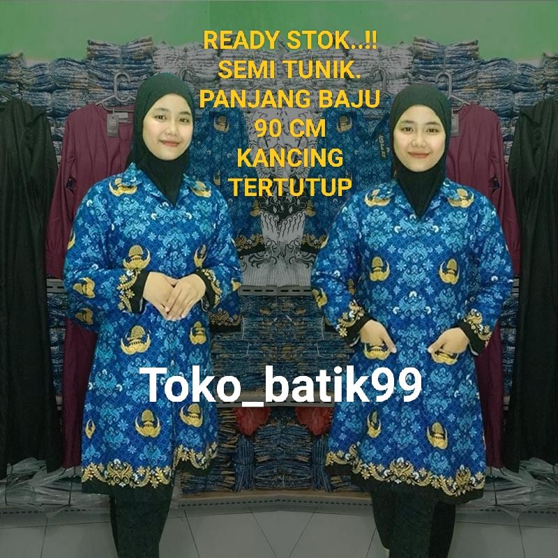 Jual seragam korpri model tunik kerah biru dan kerah hitam lapis furing ready jumbo | Shopee ...
