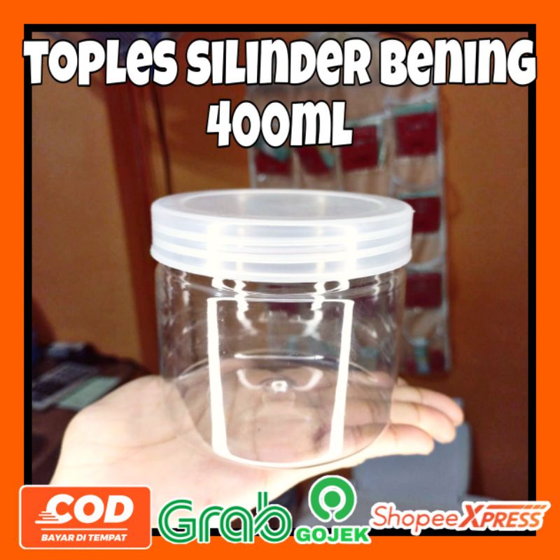 Jual toples silinder plastik bening tabung 400ml pet cookies / Toples ...