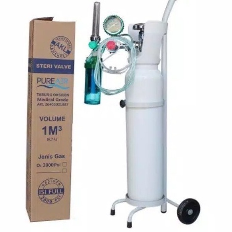 Jual Paket Komplit Tabung Baru 1m3 Isi Oksigen + Regulator Pernafasan | Shopee Indonesia