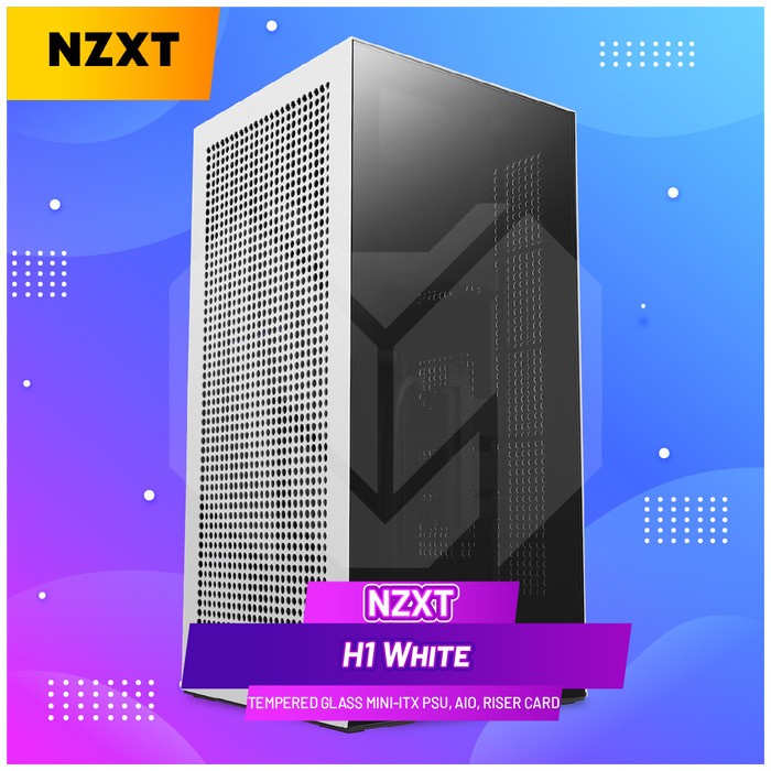 Jual NZXT H1 White Tempered Glass Mini-ITX Case with PSU, AIO, Riser ...