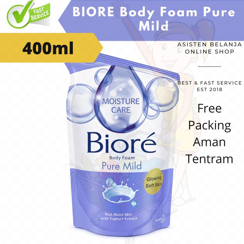 Jual BIORE Body Foam Pure Mild Moisture Care Biru 400ml 400 ml Liquid ...